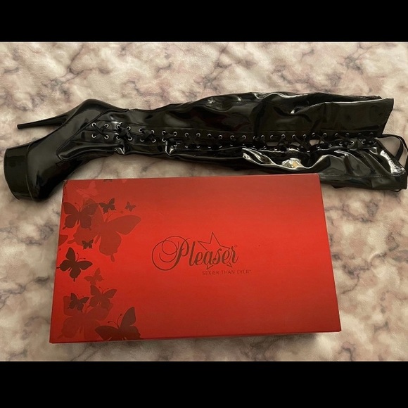 Pleaser | Shoes | Pleasers Flamingo350 Thigh High Black Boots | Poshmark